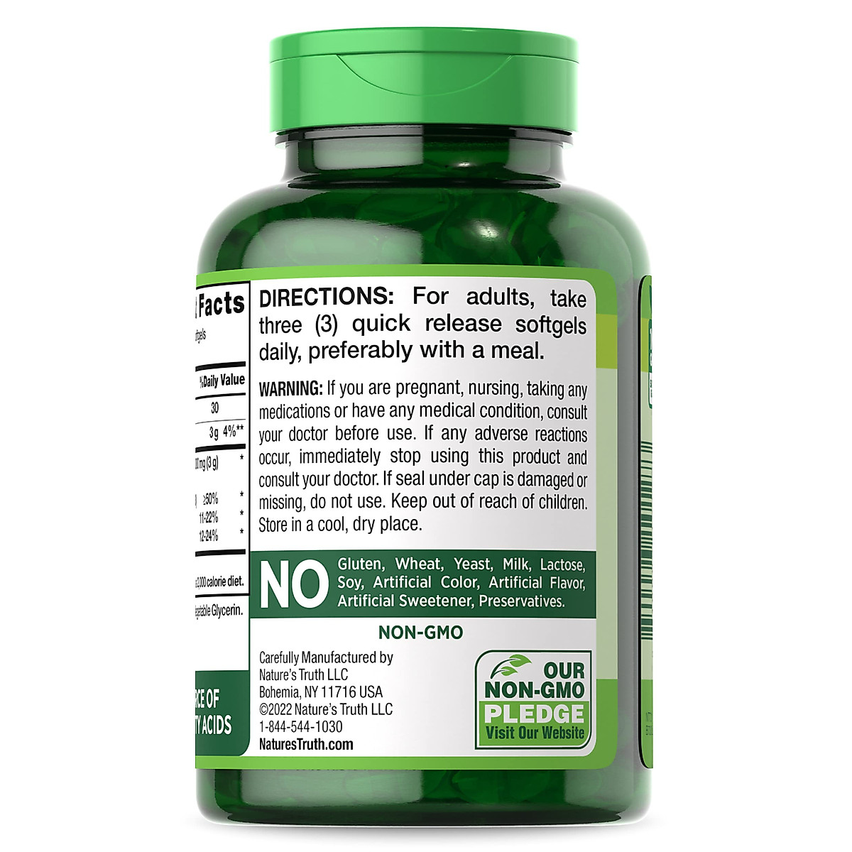 Flaxseed Oil Softgels | 90 Count | Cold Pressed, Non-GMO & Gluten Free Supplement | by Nature's Truth