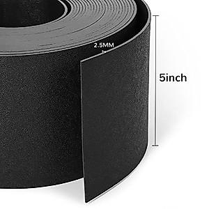 Black Plastic Garden Landscape Edging, 5” Tall Border Coil, Flexible and Strengthened with Anti-UV Treatment (20ft with 6pcs Stakes)