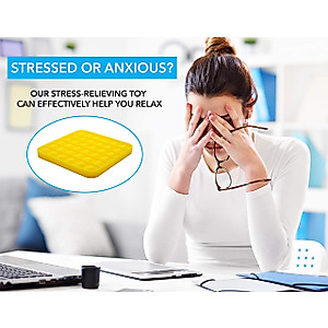 RadBizz Push Pop Bubble Fidget Sensory Toy - for Autism, Stress, Anxiety - Kids and Adults (Square Yellow)