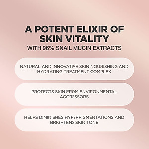 Snail Mucin Essence Serum | Advanced Snail Mucin Essence Serum | Snail Mucin Essence with High Concentrate of Snail Secretion Filtrate | Snail Serum with Natural Age-Defying Complex | Korean Essence Night Serum with 96% Snail Mucin Extracts | Korean Essen