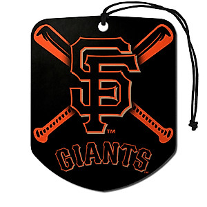 FANMATS 61556 MLB San Francisco Giants Hanging Car Air Freshener, 2 Pack, Black Ice Scent, Odor Eliminator, Shield Design with Team Logo