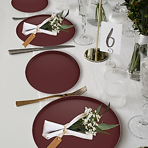 DYLIVeS 50 Count 9 inch Burgundy Paper Plates, Maroon Disposable Party Dessert Plates Flat Plates Round Food Serving Trays Platter, Birthday Party Supplies for Appetizers, Cake, Graduation, Holiday