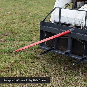 Titan Attachments UA USA Made Grey Hay Frame Attachment, 49" Hay Spear and Stabilizers, Rated 4,000 LB