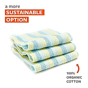 Full Circle Tidy 100% Organic Cotton Dish Cloths, Set of 3, Spring Green