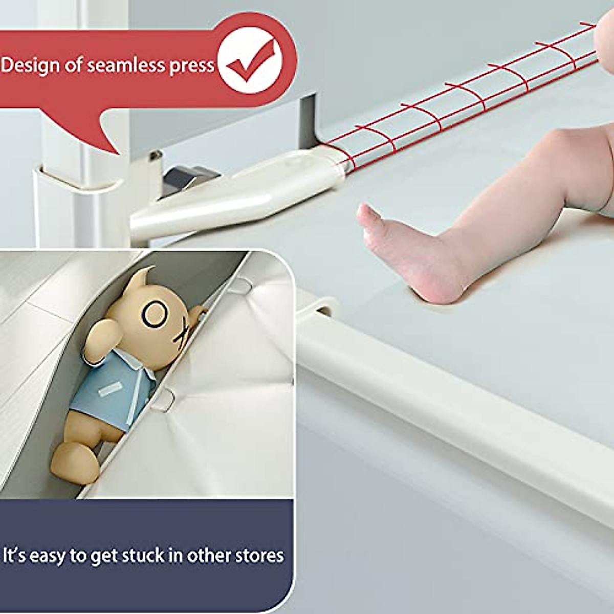 SYOO SINGYOO Bed Rails for Toddlers- New Upgraded Extra Long Bed Guardrail Full Size Baby Bedrail for Children Fit for Twin Queen & King Size Bed Mattress Cute Bear (one Side 60(L)*30(H)inch, Buck)