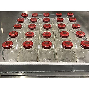 30ml Sterile Molded Glass Vial with Red Aluminum Seal and Grey Butyl Stoppers 25pk