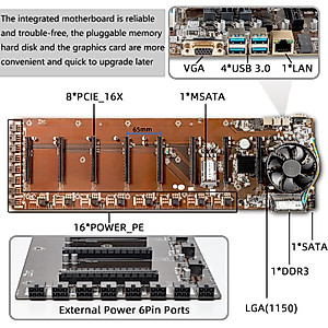 VTRETU Ethereum GPU Mining Rig with 8 GPU Mining Motherboard and 2000W Power Supply（110-264V） 8 Cooling Fans for Crypto Mining Rig Complete ETH Miner (Excluding GPU), black (V01)