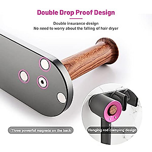 Wall Mount Hair Dryer Holder for Dyson Supersonic, Support Drilling or No-Drilling Installation Method, Magnetic Bracket Stand Storage Rack Organizer for Dyson Supersonic Hair Dryer, Diffuser, Nozzle