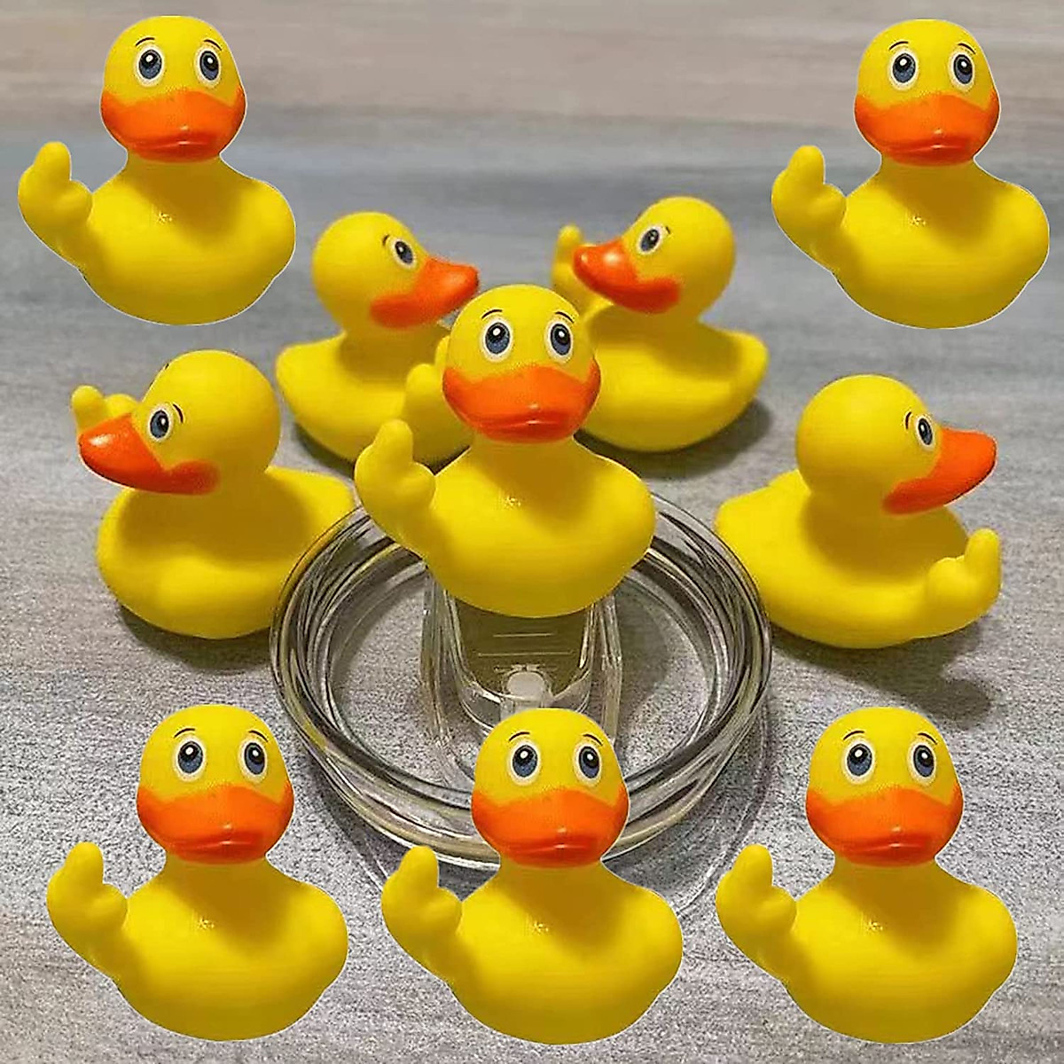 Rubber Ducks, 2.28" The Finger Rubber Duck, Cute Small Rubber Ducks Funny Rubber Ducky Car Accessories for Jeep Car Dashboard Decorations (6)