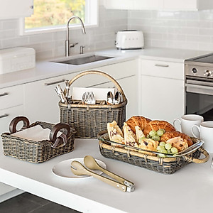 The Basket Lady Wicker Casserole Basket, 3 Quart, Antique Walnut Brown