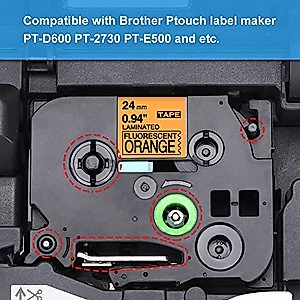 Label KINGDOM Label Tape 1 Inch Replacement for Orange 24mm 0.94 Label Tape TZe-B51 TZB51 Laminated Tape for Brother Ptouch PT-P700 PT-P750W Label Maker, Black on Fluorescent Orange, 3-Pack