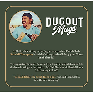 DUGOUT MUGS: Baseball Bat Drinking Mug with Engraving - 12 oz. (3x3x10 inches) - Double Sealed, Solid Wood - For Hot and Cold Drinks - Proudly Made in the USA