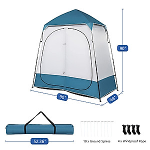 FRITHJILL Pop Up Privacy Shower Tent, Portable Double Outdoor Camping Shower Shelter, Changing Room Instant Tent with 2 Rooms