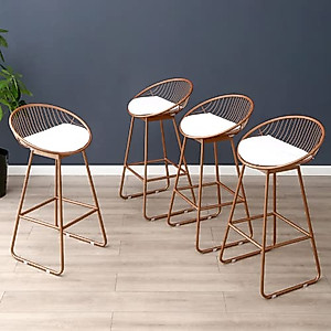 Kirpi Bar Stools Set of 4, Rose Gold Bar Height Bar Chairs 30" Seat, Kitchen Island Barstools Metal, Modern High Counter Stools with White Seat Cushion (4, Rose Gold)