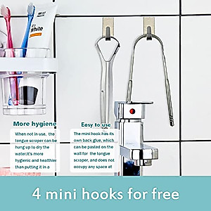 Tongue Scraper with Mini Hooks (2 Pack) Tongue Cleaner Medical Grade Stainless Steel Tongue Cleaning Tools for Adults and Kids Oral Care Eliminate Bad Breath Tongue Brush
