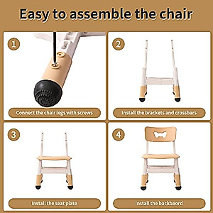 JIAOQIU Kids Table and Chair Set Height Adjustable Toddler Table and 4 Chairs Set Kid Activity Art Table Plastic Children Study Table for School Home Graffiti Table for Ages 2-12 Wood Grain Burlywood