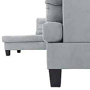 Casa Andrea Milano 3 Piece Modern Tufted Micro Suede L Shaped Sectional Sofa Couch with Reversible Chaise & Ottoman