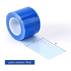 JMU Barrier Film, 4" x 6" Barrier Film Tattoo, Dental Barrier Tape Blue Barrier Film Roll 1200 Sheets