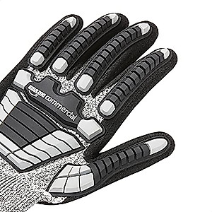 AmazonCommercial 13G SilverSilk & Sandy Nitrile Gloves with Impact Protection (Grey/Black), Size XL, 1-Pair