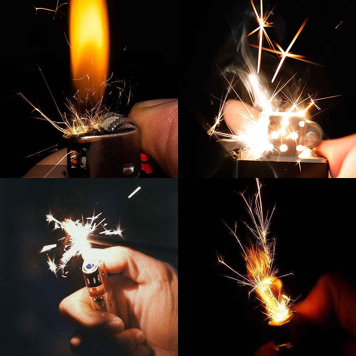 Universal Lighter Replacement Repair Kit Pack for Petrol Gas Fluid Lighter Oil Lighter (200pcs Flint Stone,20pcs Wick,2pcs Tweezers,1pcs Rubber Felt Pad,1pcs U-Shaped Mini Scissors)-Gold