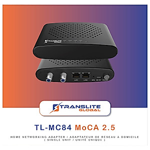 MoCA 2.5 with 2 Gigabit Ethernet Ports - Ethernet Over Coaxial Adapter (2 Pack) | Translite Global | Model: TL-MC84