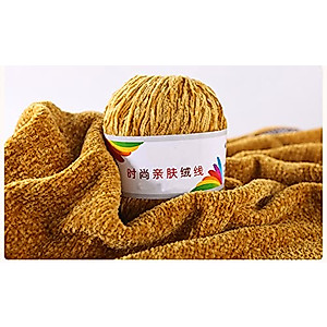 4 Skeins Soft Chenille Yarn Blanket Yarn Velvet Yarn for Knitting Fancy Yarn for Crochet Weaving DIY Craft Total Length 720m/400g (Sunset Gold)
