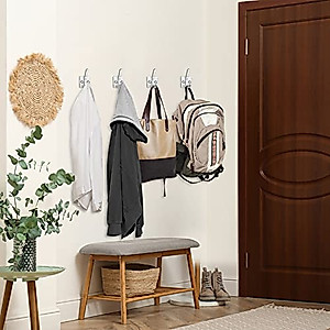 Wall Hooks 4 Pack , Heavy Duty Wall Hooks Aluminum Hooks for Hanging Coat, Hat, Towel, Robe, Key, Clothes, Towel Hook Wall Mount for Home, Office, Kitchen, Bathroom (w 8 Additional Sticky Hooks)