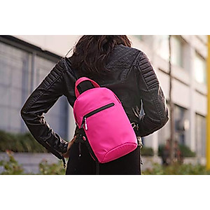 Sling Bag Shoulder Crossbody Backpack Purse, Neon Pink