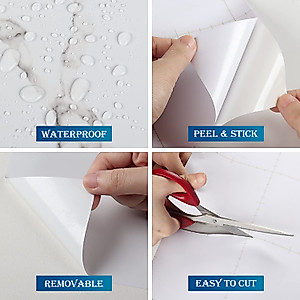FunStick White Marble Contact Paper Peel and Stick Countertop Covers for Bathroom Kitchen Counter Top Wallpaper