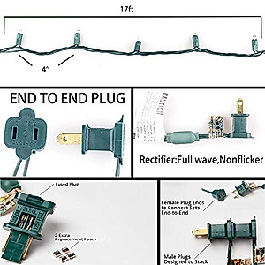 UL Listed 50 Count C6 Led Christmas Lights,C6 Strawberry Lights Bulbs,Outdoor Led String Lights for Garden Patio Trees Decoration,17 Feet Green Wire (Red Color)