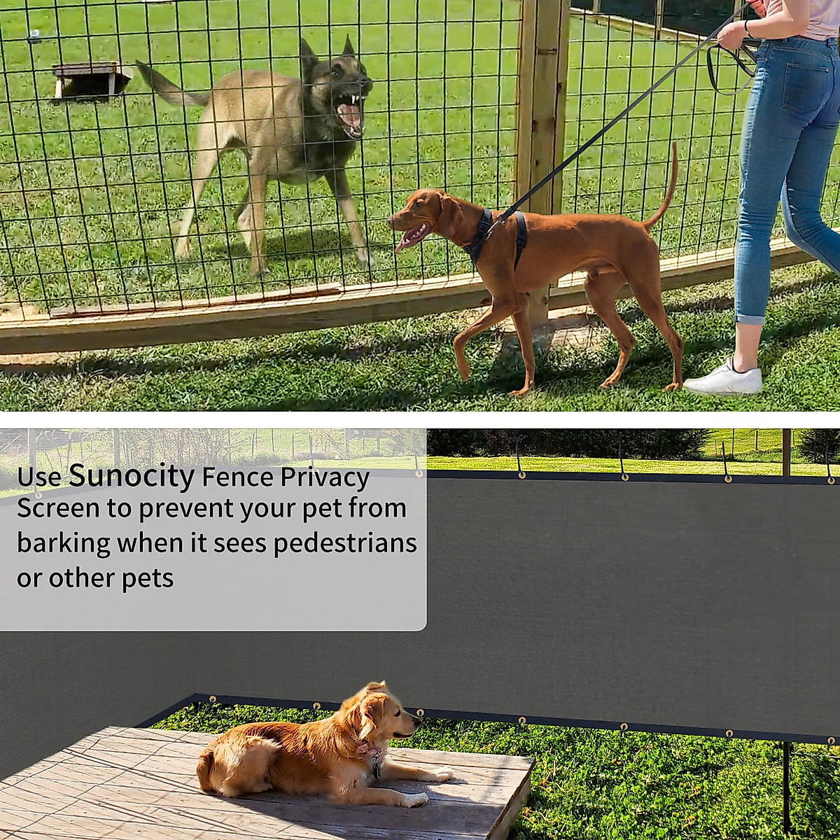 Sunocity Privacy Screen Fence, 3ft x 16ft Heavy Duty 90% Blockage 170 GSM Fencing Mesh Net Cover for Backyard Garden Yard Outdoor Wall 40 Cable Zip Ties Included Grey