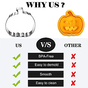 Halloween Cookie Cutters - 5 pieces Cookie Cutters Shape - Pumpkin, Bat, Ghost, Cat and Witch Hat Shapes for Halloween Food Party Decorations