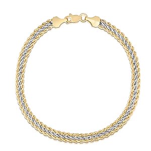 Floreo 10k Two Tone Yellow and White Gold Triple Strand Rope Bracelet 7.25”