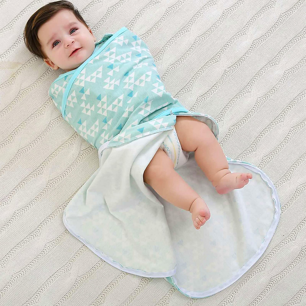 Enrich YLife Swaddle for 6-12 Months Baby Babies Adjustable Swaddles Large Cotton Sleep Sack Sleeping Bag with Velcro and Zipper (Green)