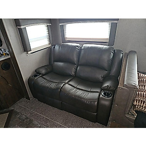 RecPro Charles 58" Powered Double RV Wall Hugger Recliner Sofa RV Loveseat with Upgraded 2023 Fabric (Gunmetal)