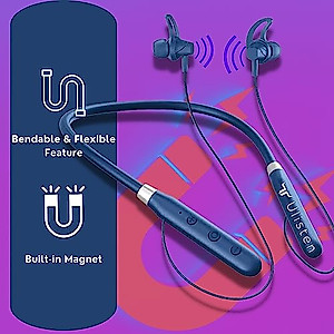 U-Listen PRO KT-N33 Wireless Bluetooth Neckband Headphone Super Bass Noise Reduction HD Mic Type C Foldable New Ergonomic Design Trendy Comfy Gym Sport Around The Neck by Turbootech(Blue)