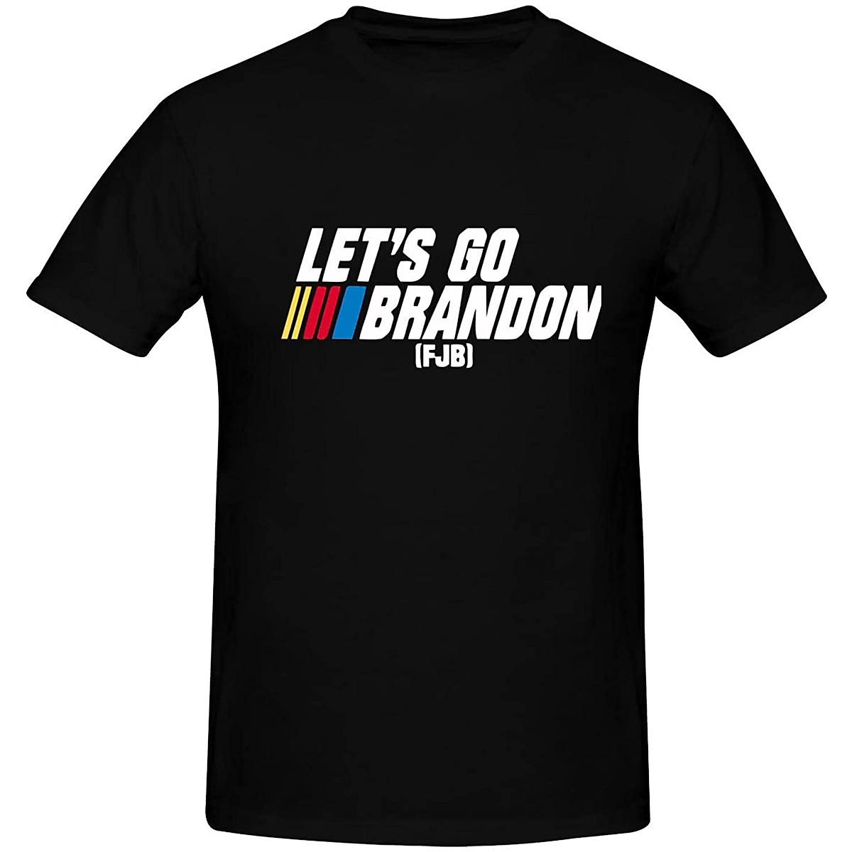 Short Sleeve Crew Neck T-Shirt, Let’s Go Brandon Nascar Design, American Graphic Tee, Funny Novelty Clothing, Large, Black