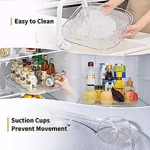 TURCGUO Lazy Susan for Fridge, Square Lazy Susan Turntable Organizer Storage Clear Rectangular Rotating Tray for Refrigerator, Cabinet, Pantry, Countertop | 15.7'' X 11.8''