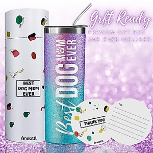 Onebttl Dog Mom Gifts for Women, Dog Lovers Tumbler Insulated Stainless Steel Cup (20oz, Rose Gold)