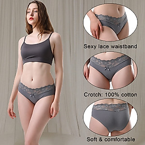 BIONEK Womens Underwear Cheeky Cotton,Bikini Panties Hipster Briefs Lace Soft Breathable 3/4/6 Pack S-XL