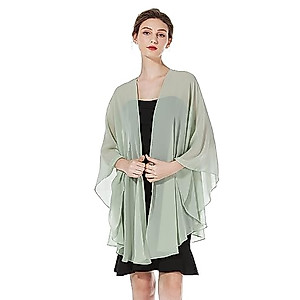 BEAUZSUZSANA Summer Shawls and Wraps for Women Evening Dresses Bridal Wedding Lightweight Party Travel Chiffon Scarf (Sage Green)