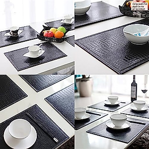 Leather Placemats for Dining Table Waterproof Set of 4 Marble Decor for Kitchen Table Easy to Clean PU Place Mats for Dinning,Office