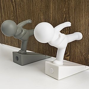 Omoojee Cute Door Stop, Decorative and Sturdy, Decorative Door Stop, Lower Front Wedge Suitable for More Doors, White&Gray(Patented)