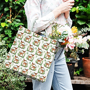 Whaline 6Pcs Woodland Cotton Fabric Bundles Woodland Animal Eucalyptus Printed Fat Quarters Sewing Fabrics for DIY Handmade Crafting, 18 x 22 Inch