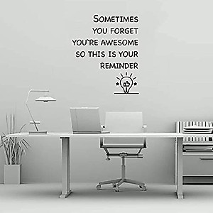 Finduat Inspirational Wall Decals Stickers - Sometime You Forget You’re Awesome, So This is Your Reminder. Vinyl Motivational Quotes Decal for Home Bedroom Living Room Decor Office Kids Room
