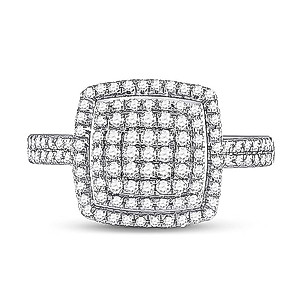 The Diamond Deal 10kt White Gold Womens Round Diamond Square Cluster Ring 5/8 Cttw