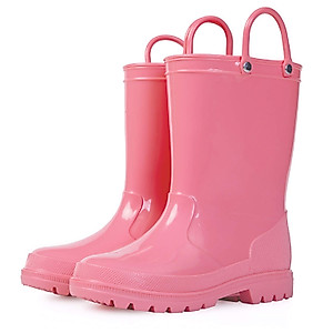 K KomForme Kids Girls & Boys Rain Boots with Easy-on Handles Waterproof Outdoors