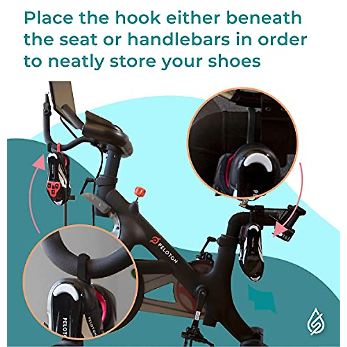 SELINA Shoe Hanger for Peloton - Shoe Holder Accessory for Peloton - Must have accessory for the Peloton Bike and Peloton Bike Plus - Shoe Hook Compatible with your Peloton Bike (2-Pack, Black)