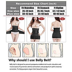 ChongErfei 2 in 1 Postpartum Belly Band - Recovery Belly/Pelvis Belt Black Support Postpartum Belly Band,Black One Size