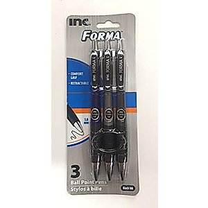 Forma 1.0 mm Ball Point Retractable Black Ink (various barrel colors) - 3 Pack >> See seller comments for barrel colors offered <<